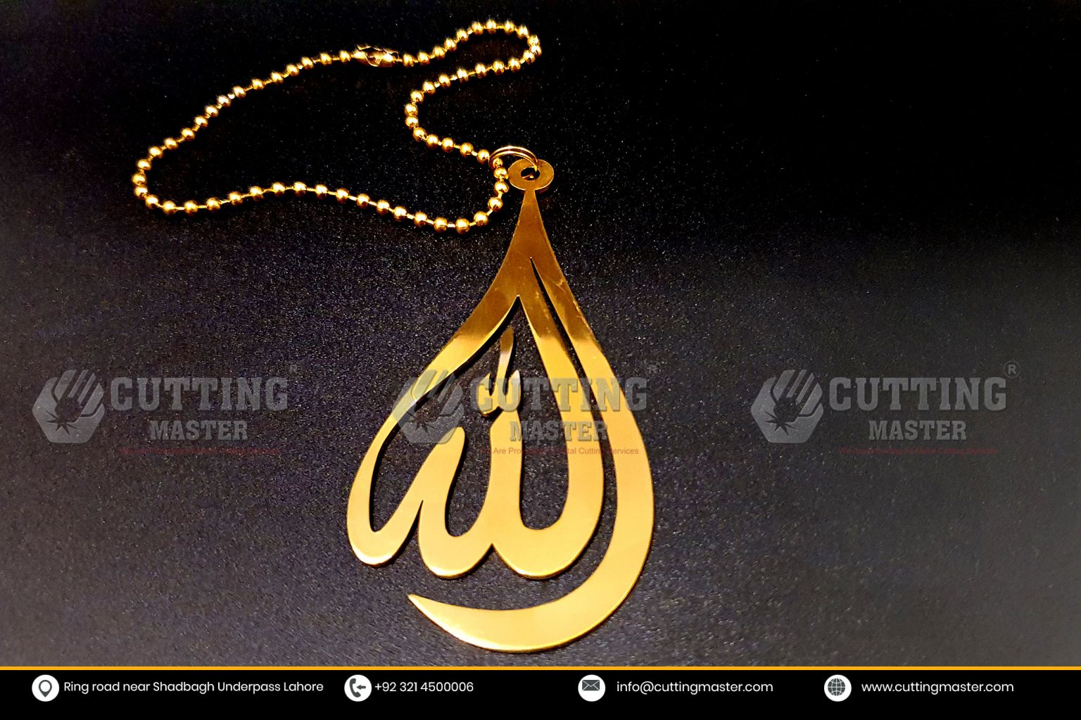 Car Hanging Allah Name Gold CNC Laser Cutting in Lahore Pakistan