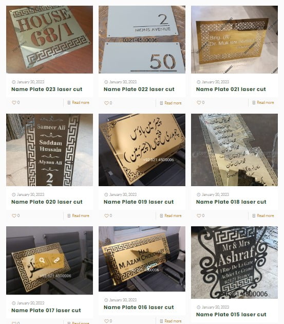 Nameplates Laser Cut Design in Lahore